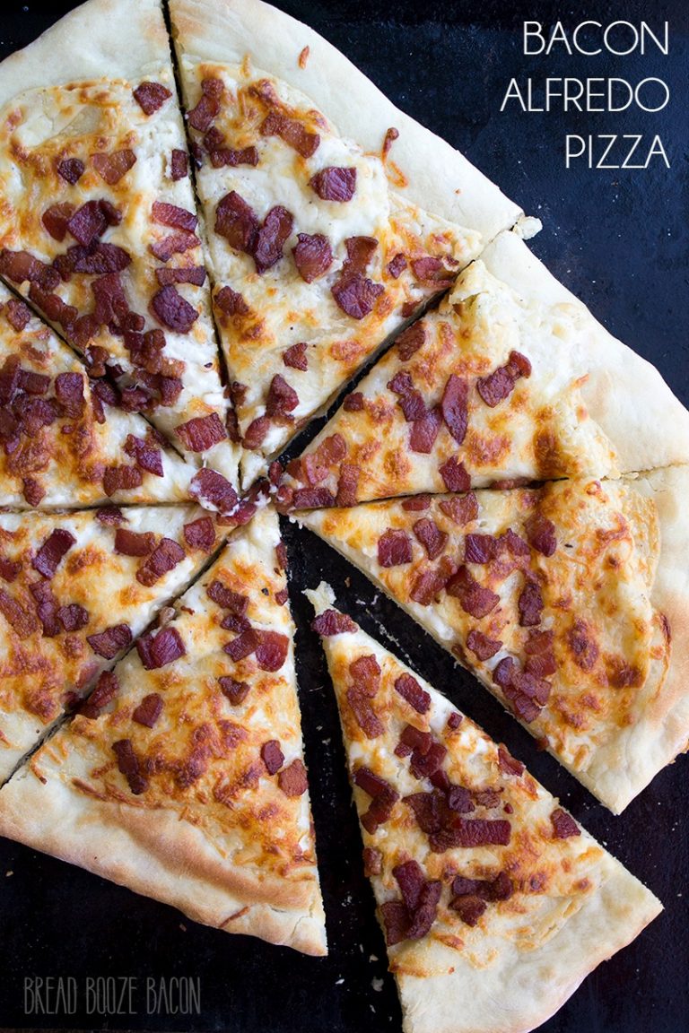 Bacon Alfredo Pizza • Bread Booze Bacon